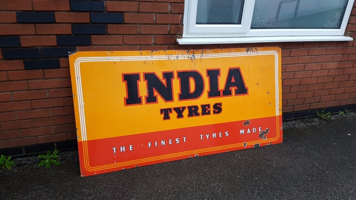 INDIA tyres GENUINE enamel sign 72 x 36 inches app. | Automobilia-UK ...