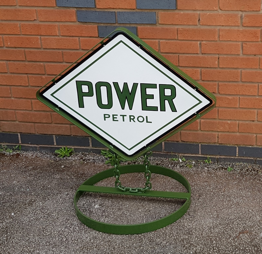 Power Petrol forecourt double side free standing display sign 1930's ...