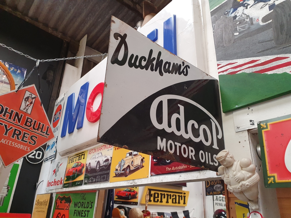 Duckhams double sided ORIGINAL enamel sign just STUNNING JUST ARRIVED ...