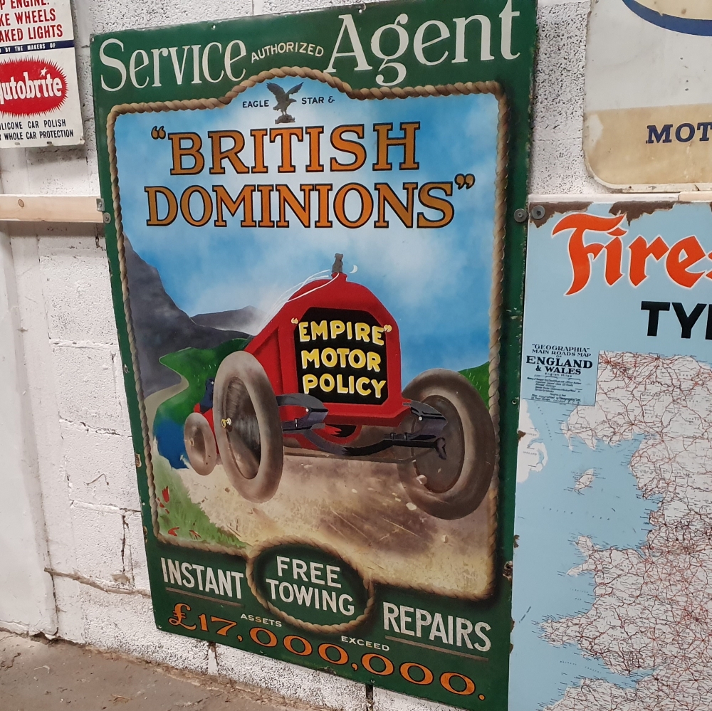 British Dominions rare enamel sign | Automobilia-UK - vintage petrol ...