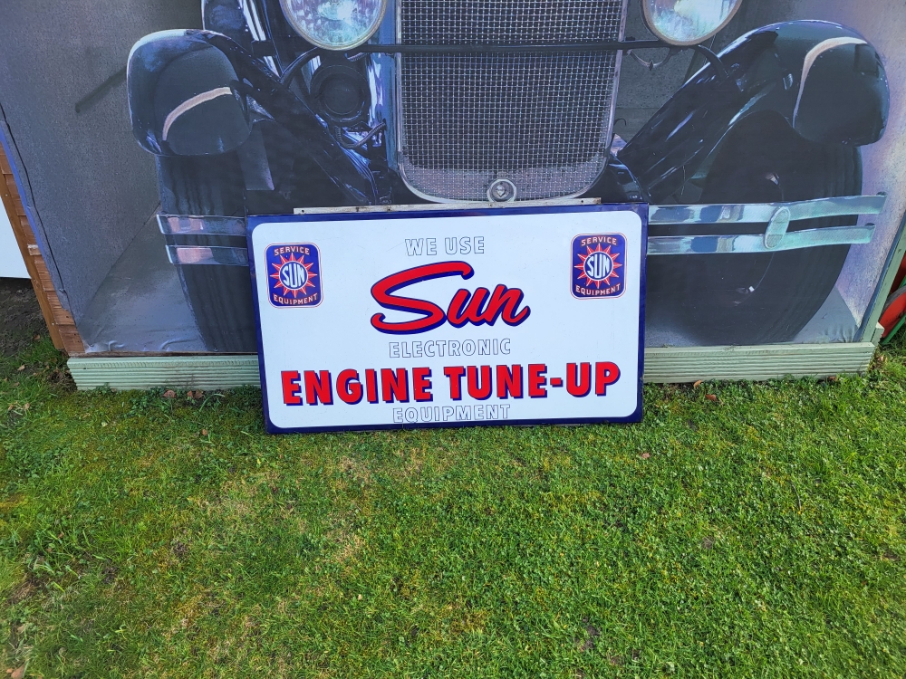 A SUN engine tune up sign ENAMEL stunning gloss 42 x 24 inch ...