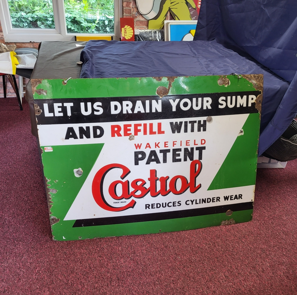 Castrol Wakefield enamel sign STUNNING 1930's original GREAT PATINANOW ...