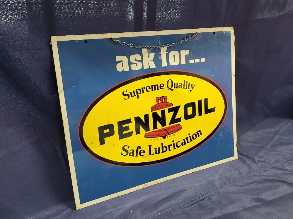 Pennzoil double sided metal sign 22 x 18 inch | Automobilia-UK ...