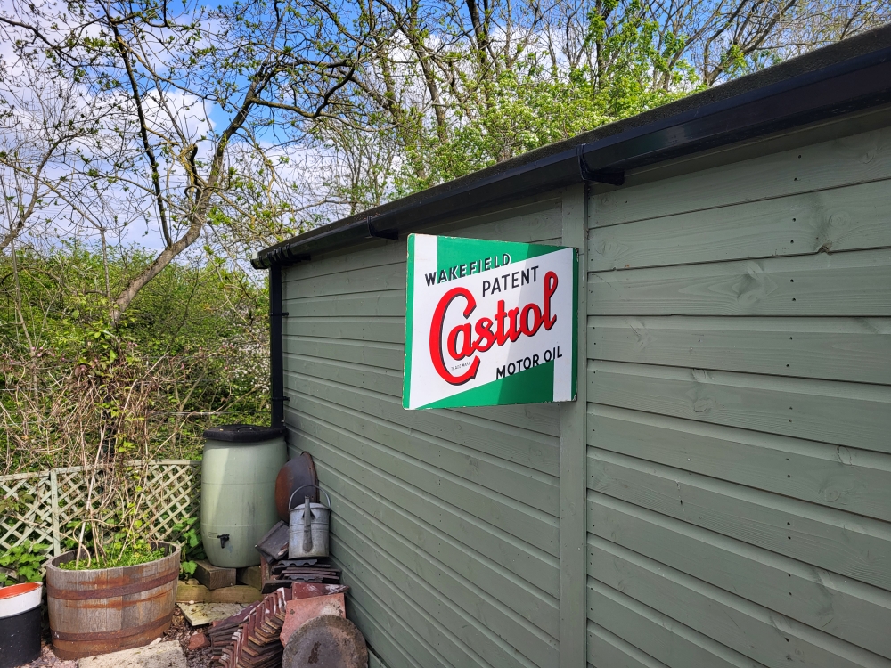 Wakefield CASTROL motor oil enamel sign 1930's DOUBLE SIDED ...
