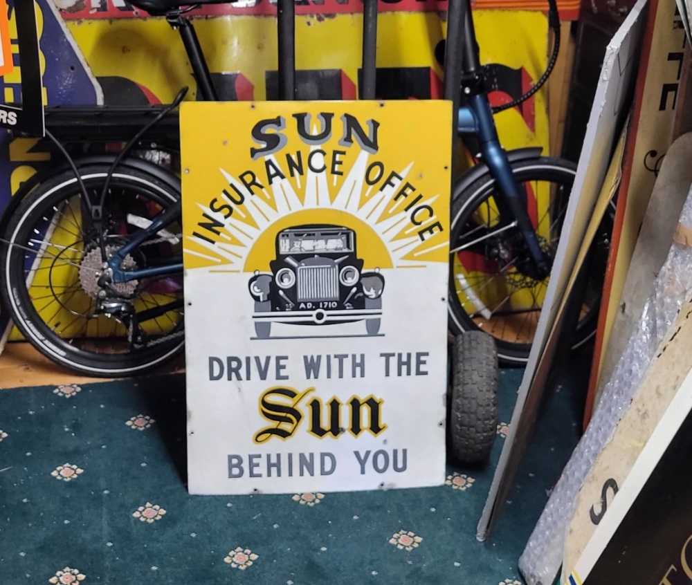 SUN insurance ORIGINAL sign SO RARE ! SOLD !off to Scotland ...